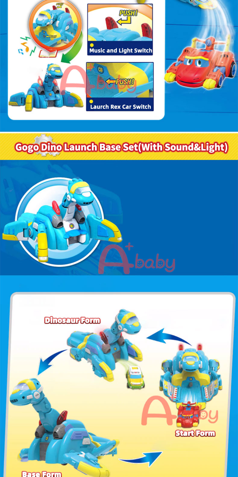 [A+baby] Gogo Dino Base Set Dinosaur Toys Original Action Figure ...