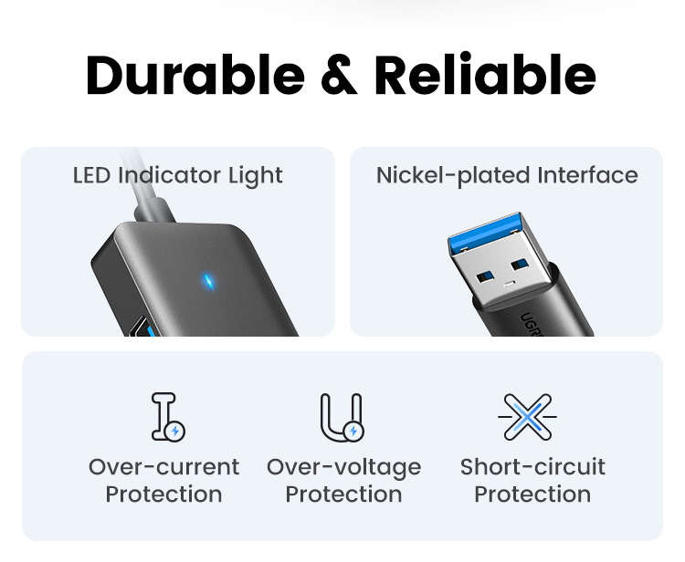 UGREEN USB 3.0 Hub 4 Ports USB A Splitter Ultra-Slim USB Expander for ...