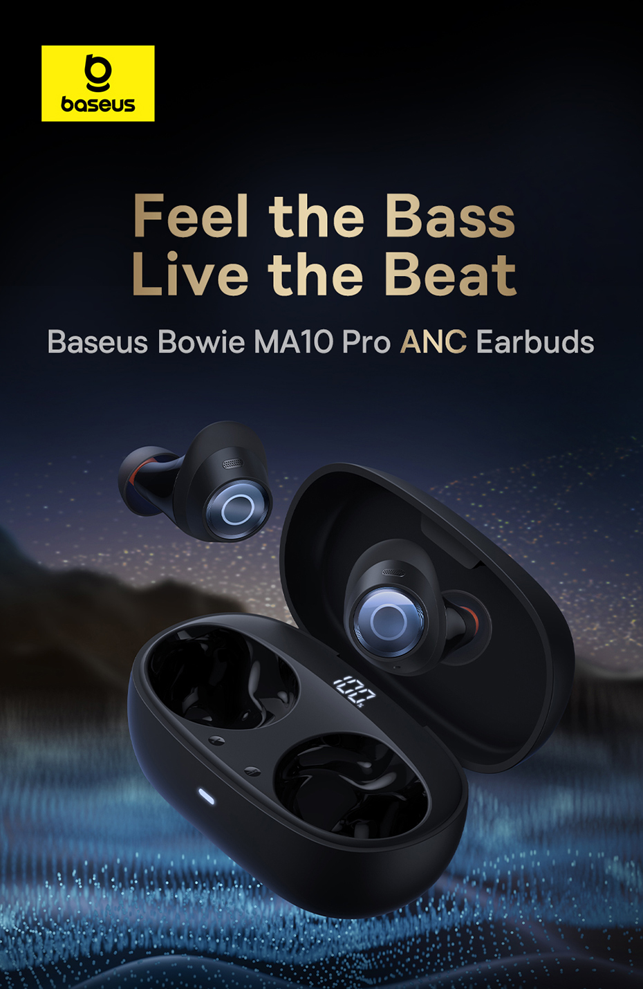 Baseus Bowie MA10 Pro ANC Wireless Earphone Bluetooth 5.3 48dB Noise ...