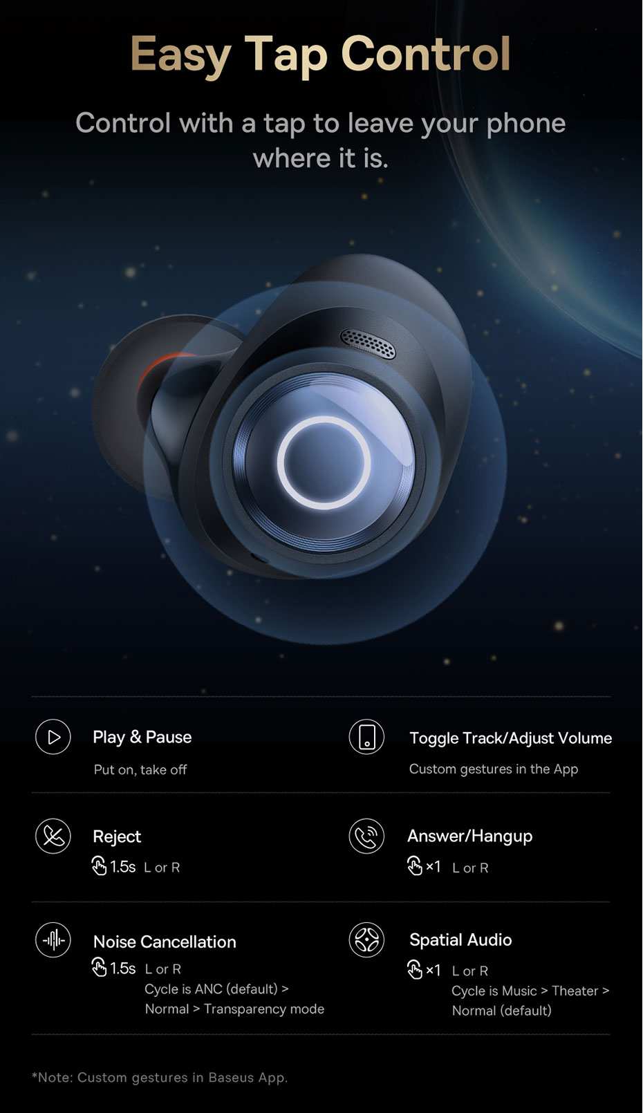 Baseus Bowie MA10 PRO ANC Wireless Earphone Bluetooth 5.3 48dB Noise ...