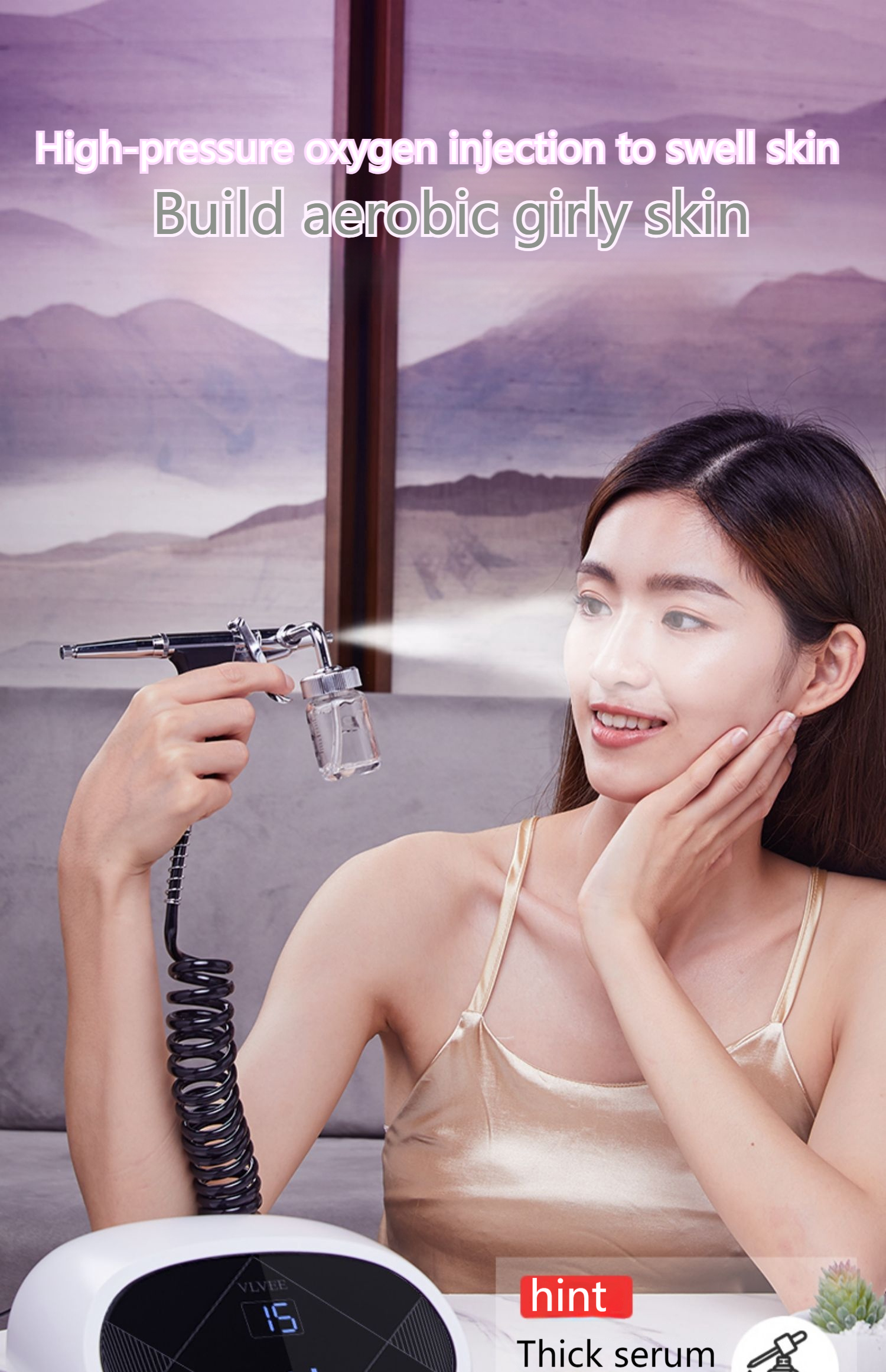 VLVEE Oxygen Injector Household Handheld Nano Spray Beauty Hydrating Oxygen Meter Facial Essence ...