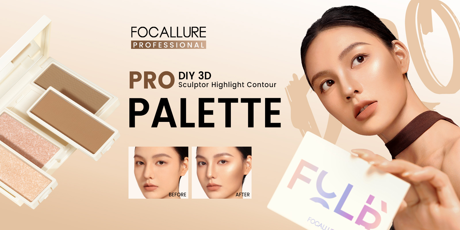 FOCALLURE Pro-palette DIY 3D Sculptor Highlight Contour Fine Powder ...