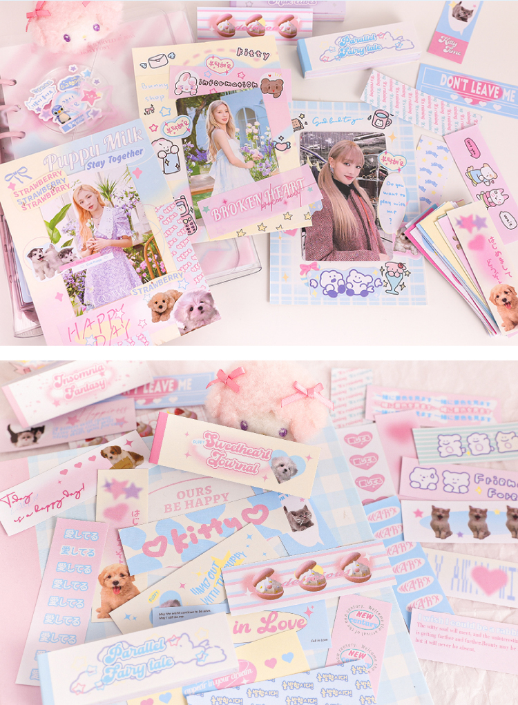 Mr. Paper 50 sheets/bag Coated paper sticker ins style Cute simple ...