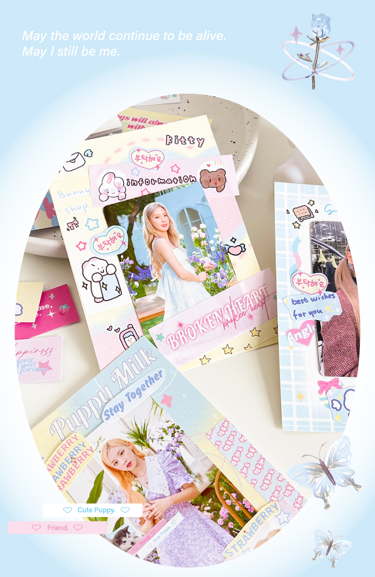 Mr. Paper 50 sheets/bag Coated paper sticker ins style Cute simple ...