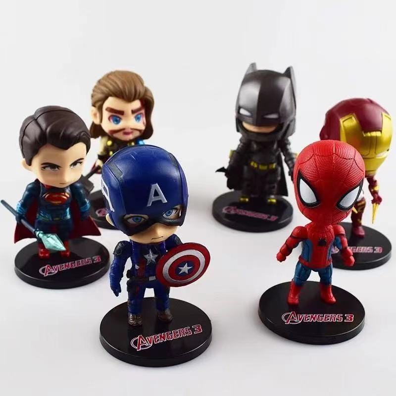 6Pcs/Set High Quality 10cm Anime The Avengers Figure Iron Man Captain ...