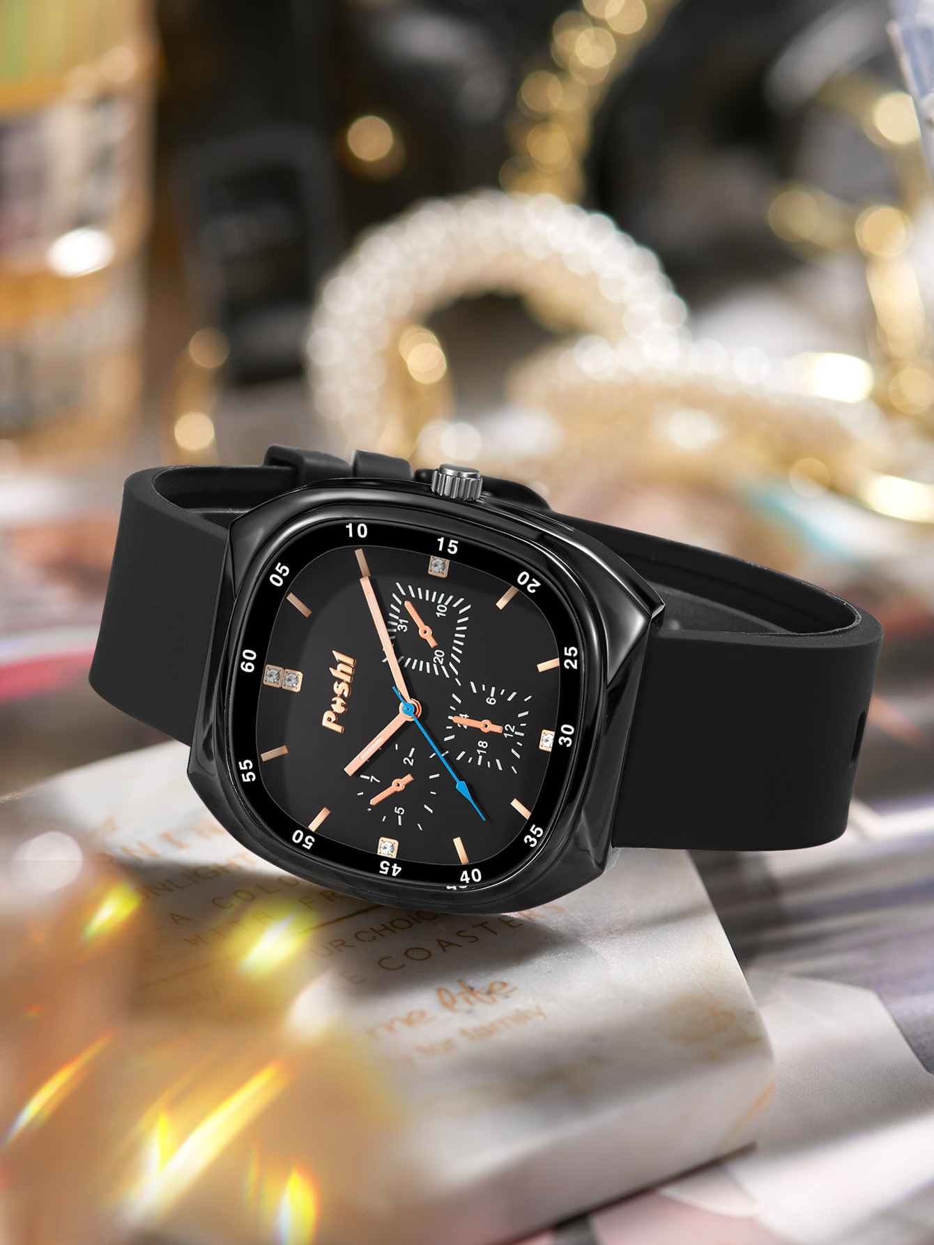 POSHI original waterproof women watch quartz display silicone strap ...