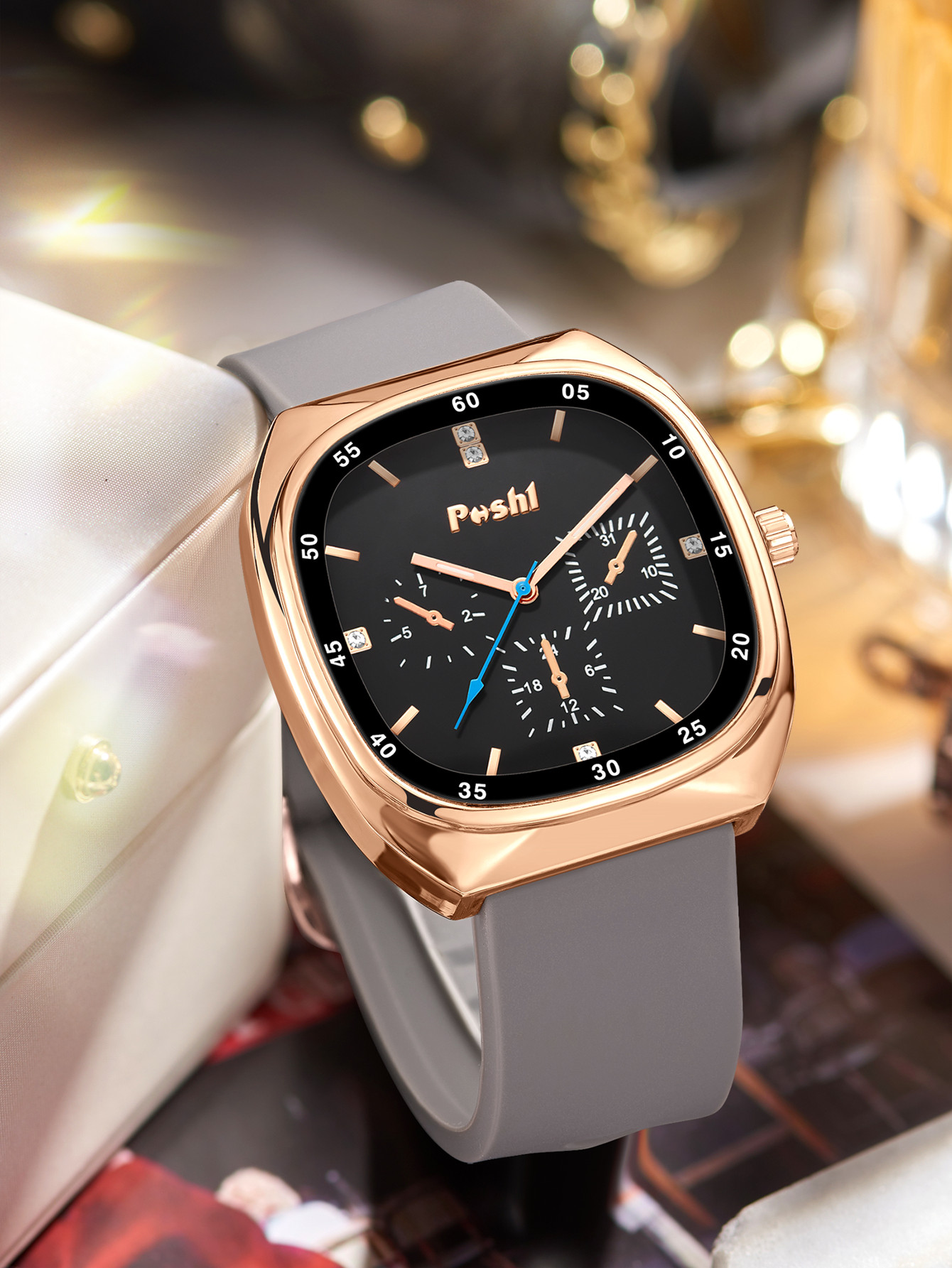 POSHI original waterproof women watch quartz display silicone strap ...