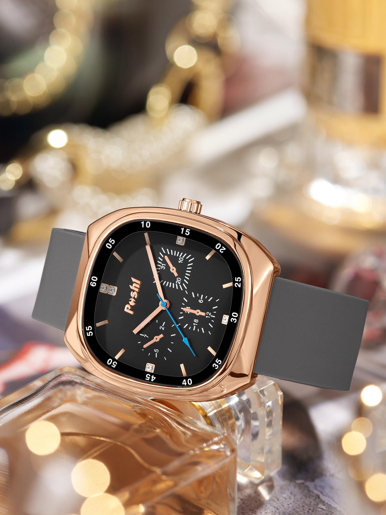 POSHI original waterproof women watch quartz display silicone strap ...