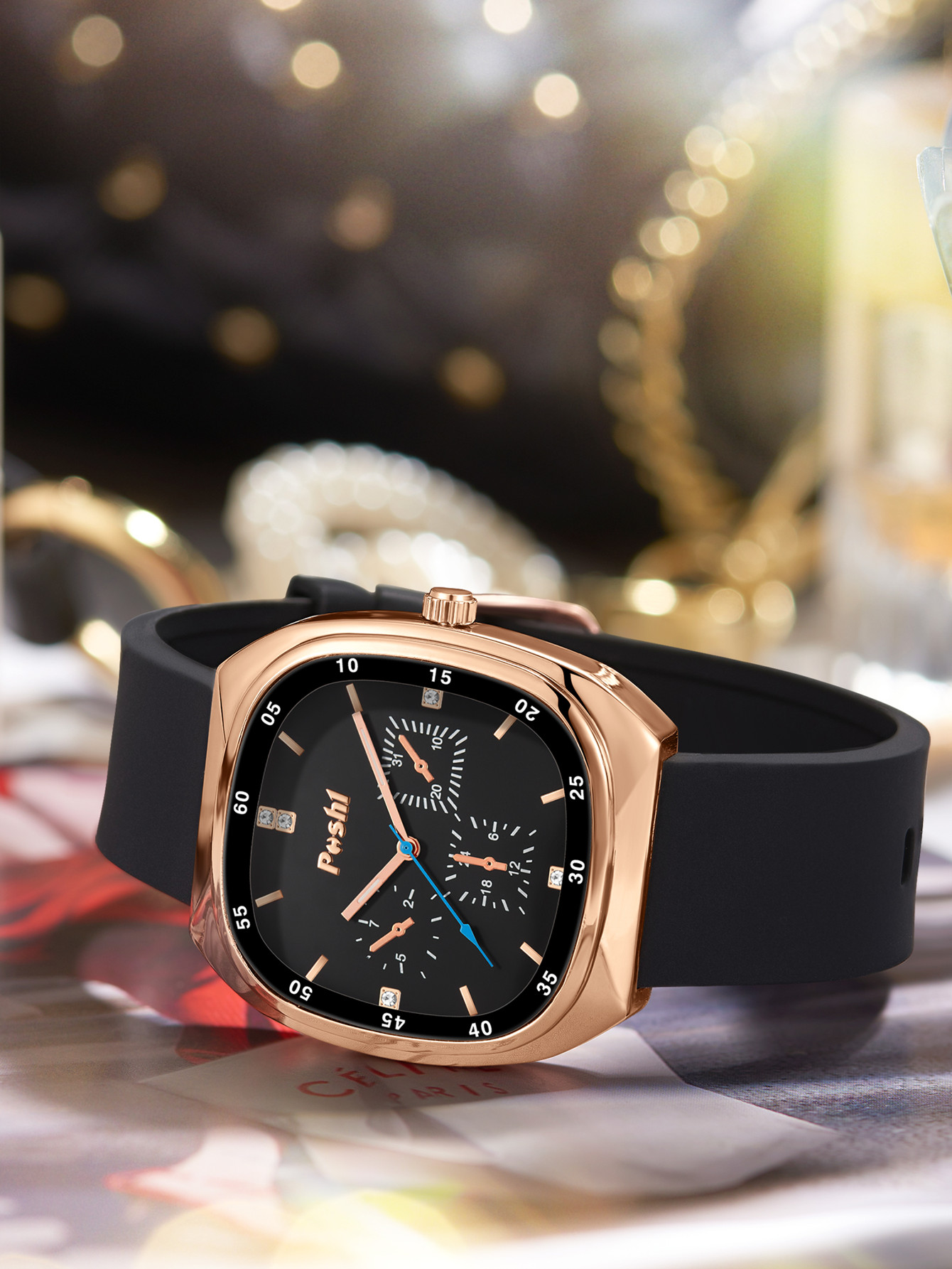 POSHI original waterproof women watch quartz display silicone strap ...