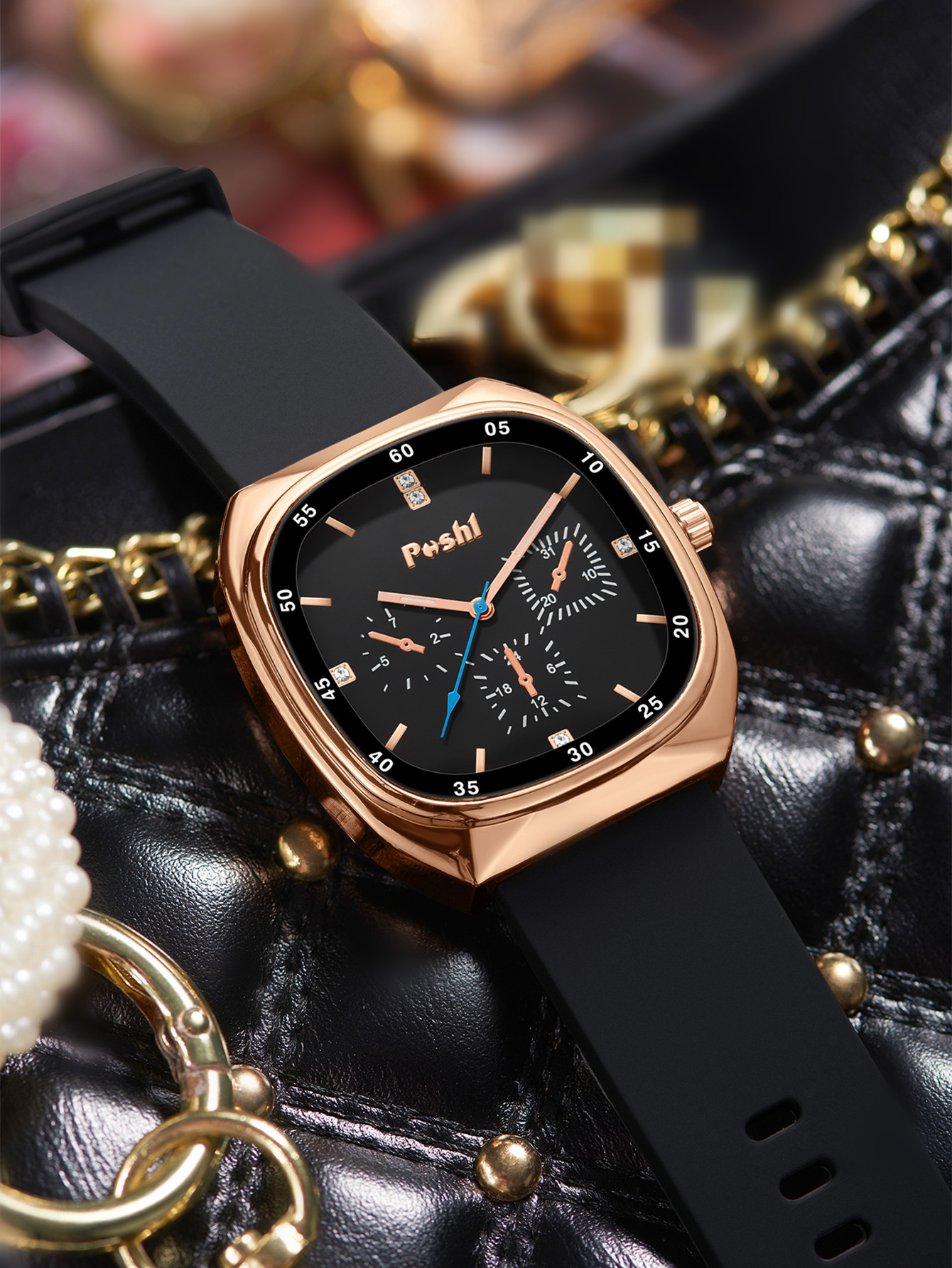 POSHI original waterproof women watch quartz display silicone strap ...
