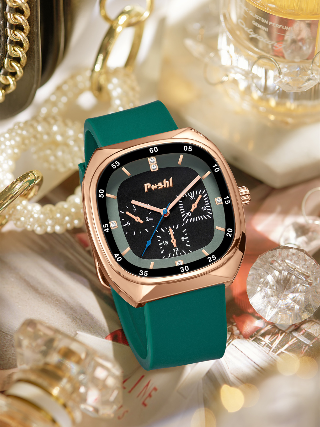 POSHI original waterproof women watch quartz display silicone strap ...