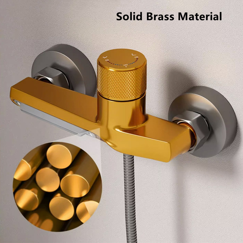 Bathroom waterfall tap hand shower solid brass grey hot and cold water ...