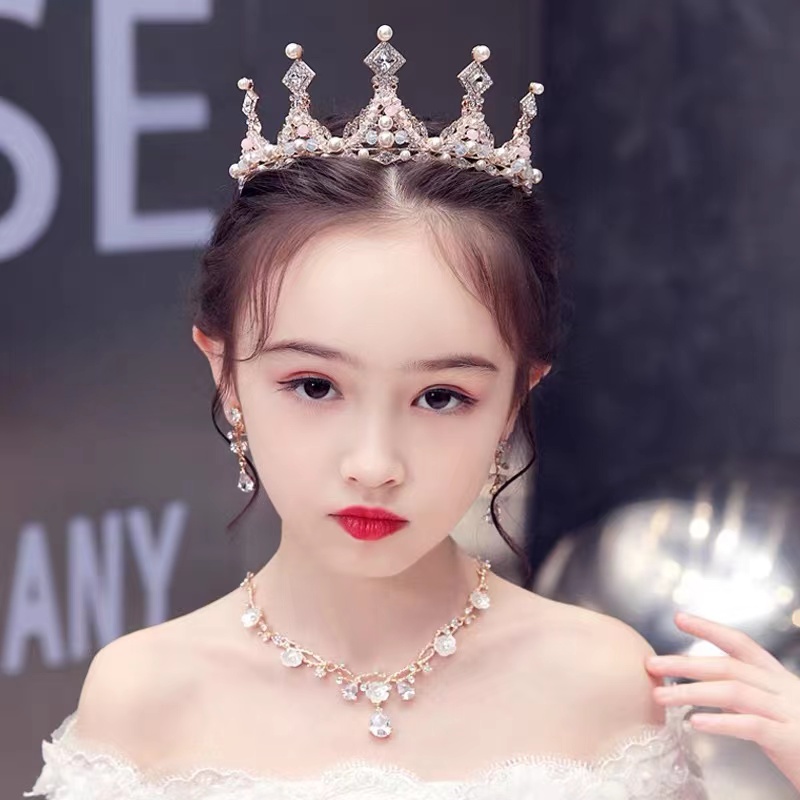 Children Crown Girl Princess Crystal Crown Rhinestone Tiara with Pearl ...