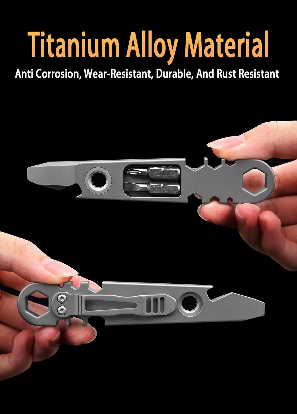 CNEDC 8 In 1 Titanium Alloy Ratchet Crowbar Screwdriver Riding Portable ...