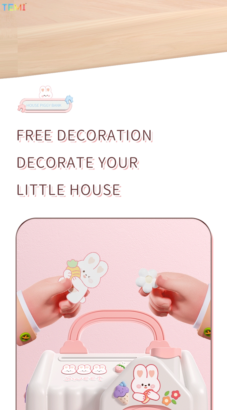 TEMI Cute Mushroom House Piggy Bank Children Cartoon Coin Bank Student ...