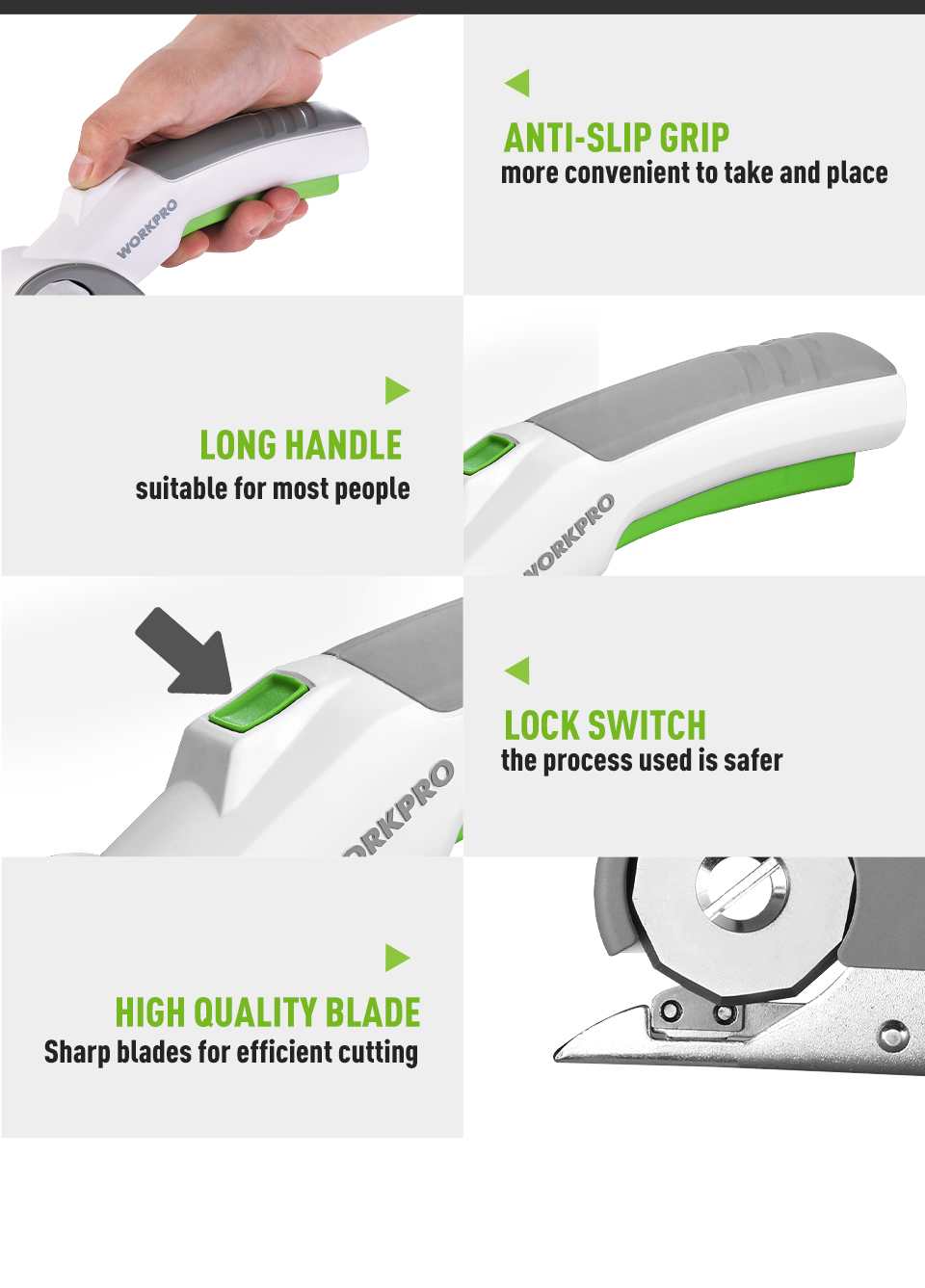 WORKPRO 3.6V USB Rechargeable Electric Scissor Cutting Fabric Leather ...