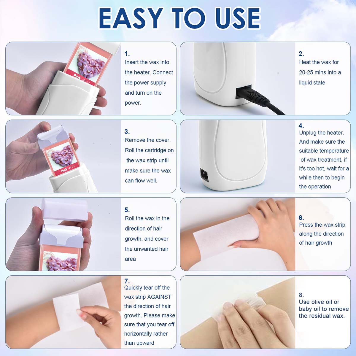 4in1waxing set portable wax machine, handheld wax heater Salon Soft wax ...