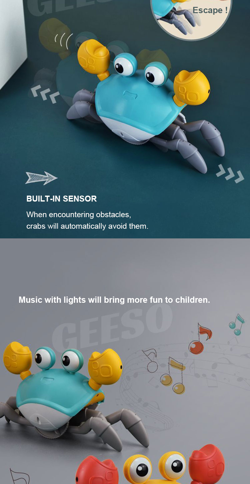 GEESO Crab Walking Toy Rechargeable Escaping Fast Motion Sensor Running ...