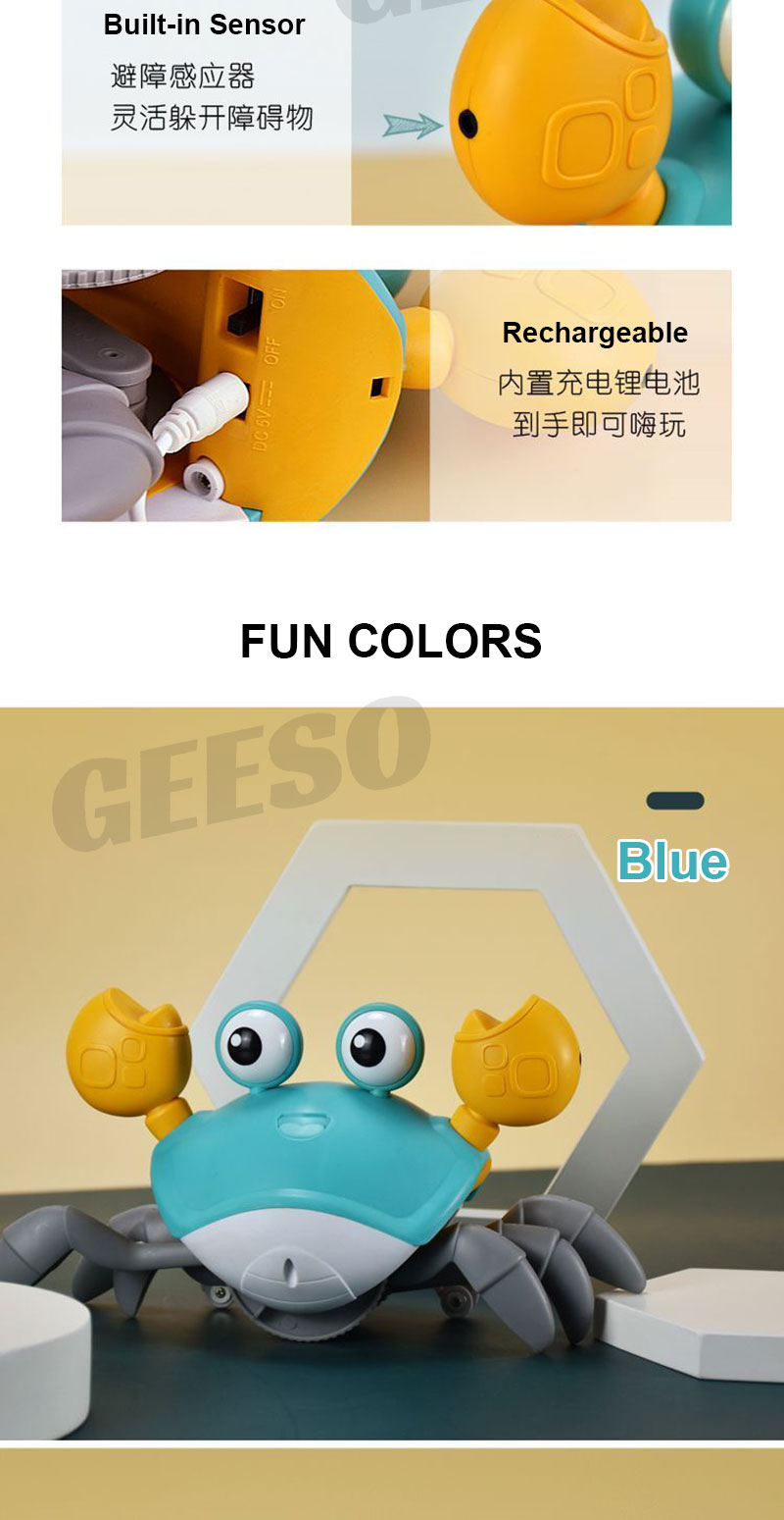 GEESO Crab Walking Toy Rechargeable Escaping Fast Motion Sensor Running ...