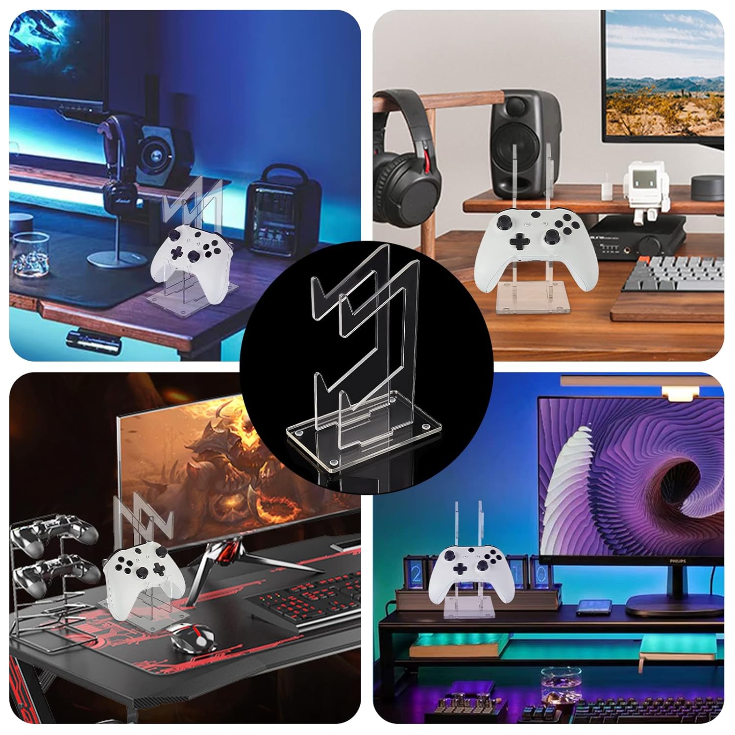 Universal Dual Controller Holder, Transparent Acrylic Game Controller ...