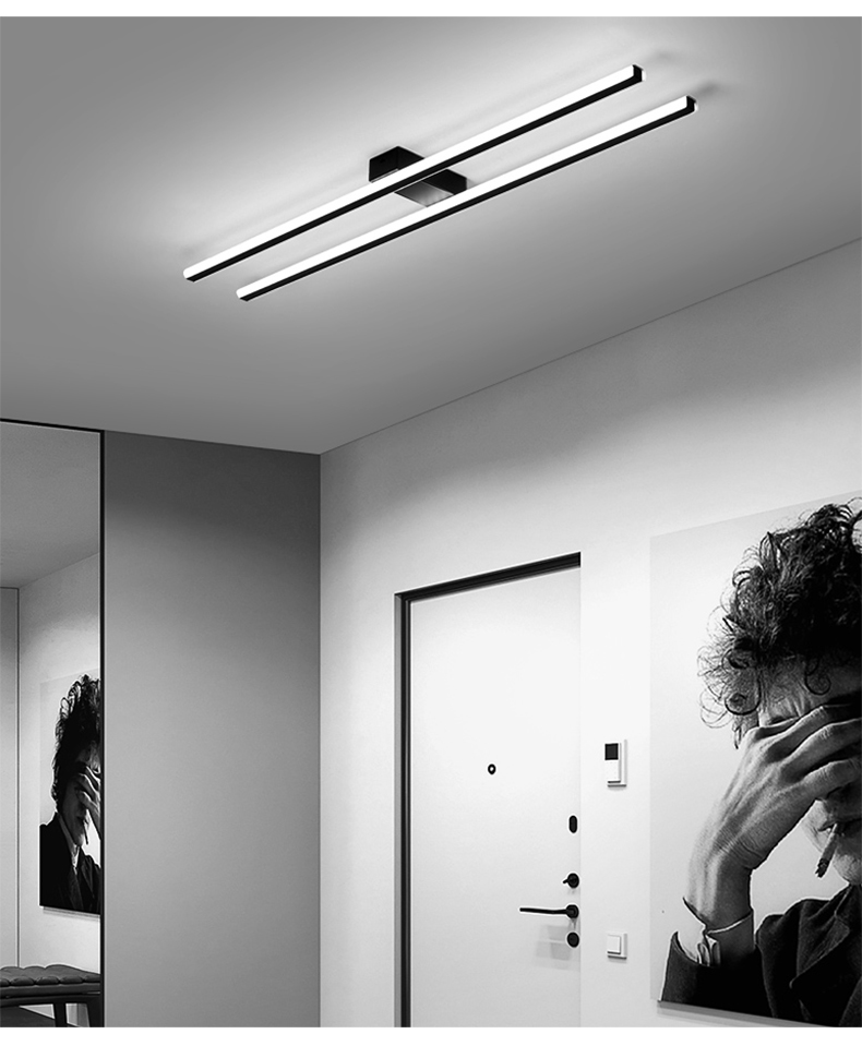 Lampu Siling LED Ceiling Light Modern Long Strip Ceiling Lamp Black ...