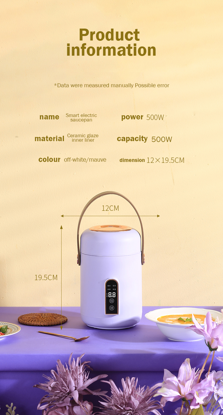 【Malaysia Plug】Portable Health Electric Stew Pot 500ML Electric Stew ...