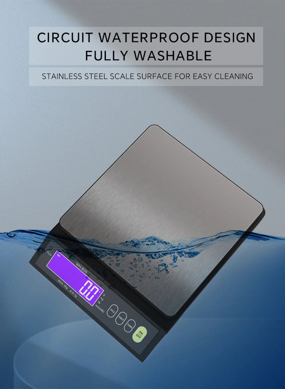 5kg/10kg Rechargeable Electronic Kitchen Scale Stainless Steel ...