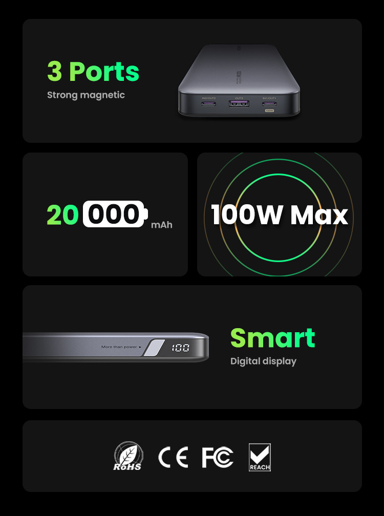 UGREEN PD100W 20000mAh Powerbank Fast Charging for MacBook Air SAMSUNG ...