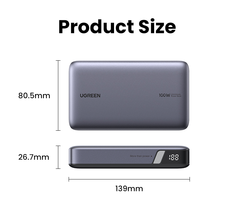UGREEN PD100W 20000mAh Powerbank Fast Charging for MacBook Air SAMSUNG ...