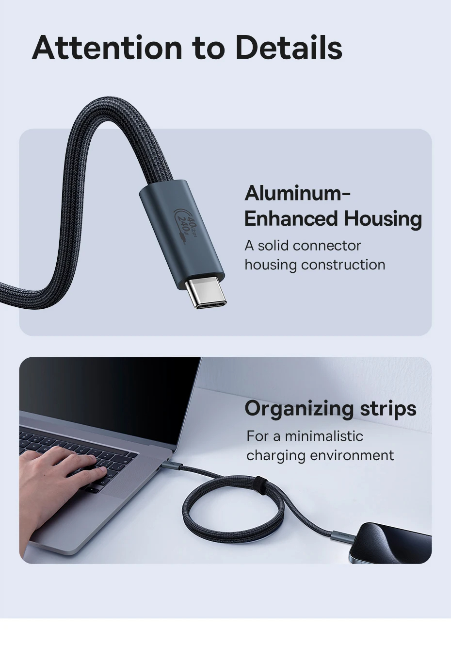 Baseus 240W USB 4.0 40Gbps USB C Cable For iPhone 15 Promax 8K/60HZ Type C to Type C Data Cable ...