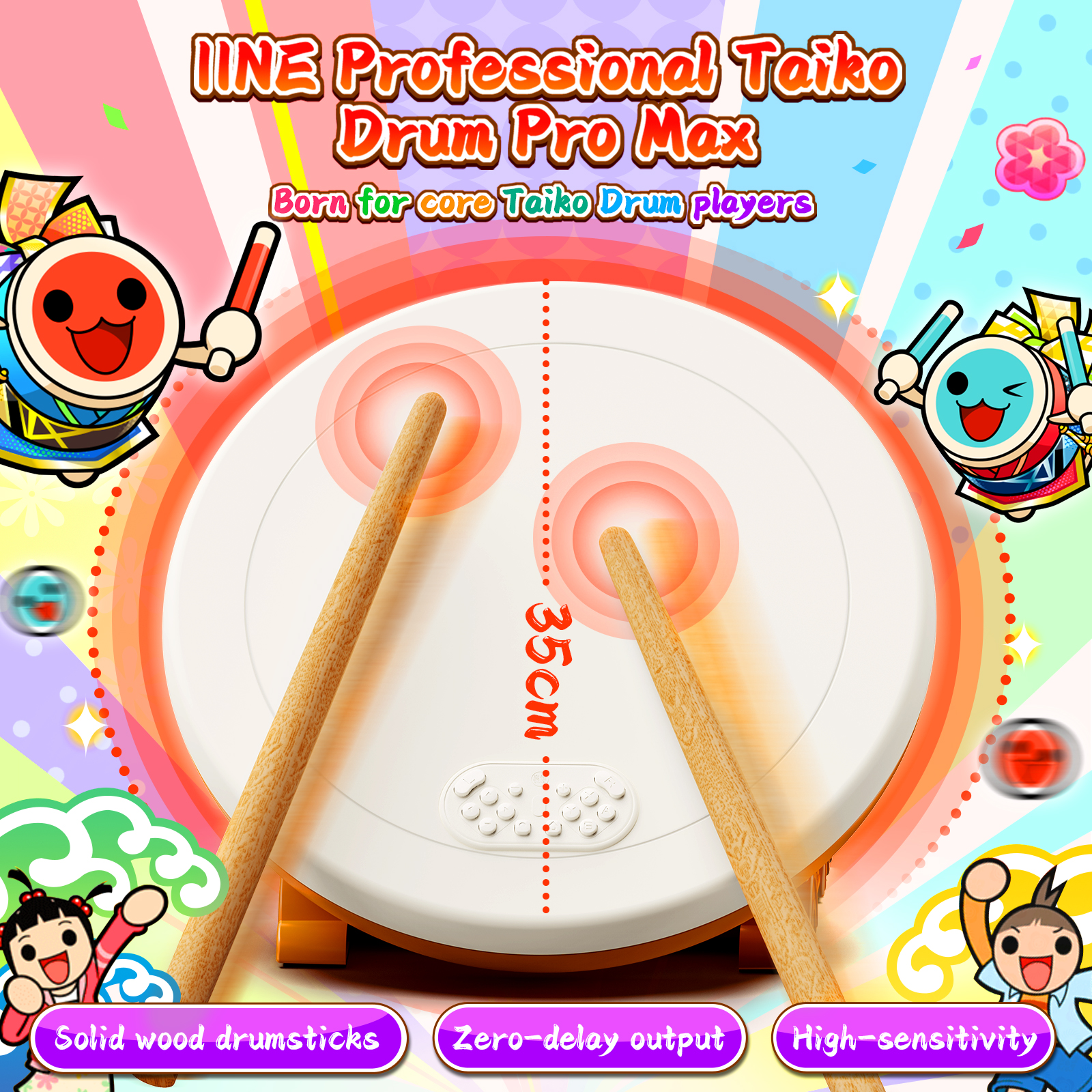 IINE Taiko Drum Controller Pro max Compatible With Nintendo Switch/PS4 ...