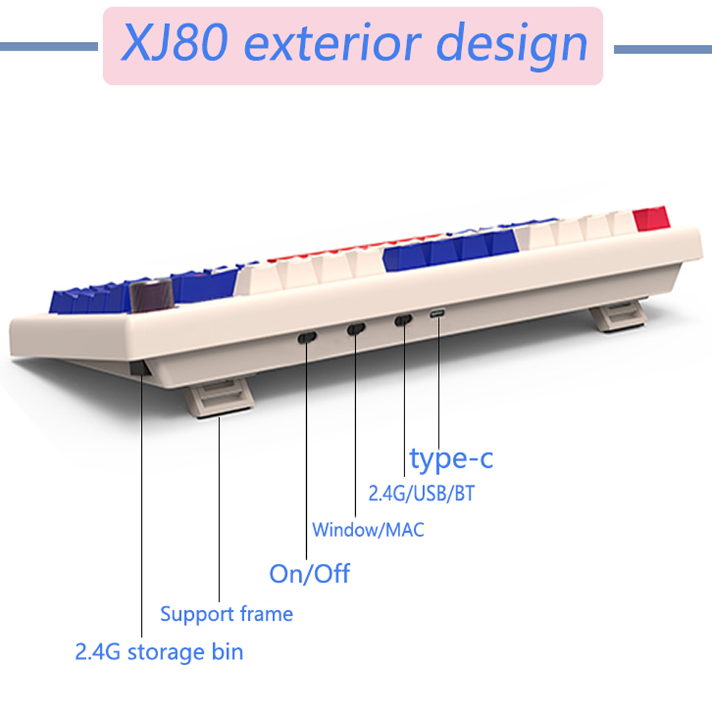 XJ80 Mechanical Keyboard With Display Screen 3 Mode 75% Layout Hot ...