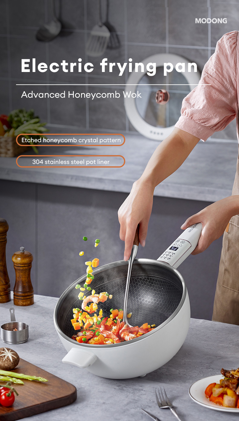 MODONG 5L Honeycomb Electric Frying Pan for Home Non-Stick ...
