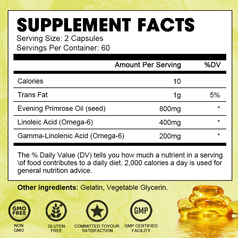 Minch Evening Primrose Oil Capsule 400mg with Naturally Occurring GLA ...