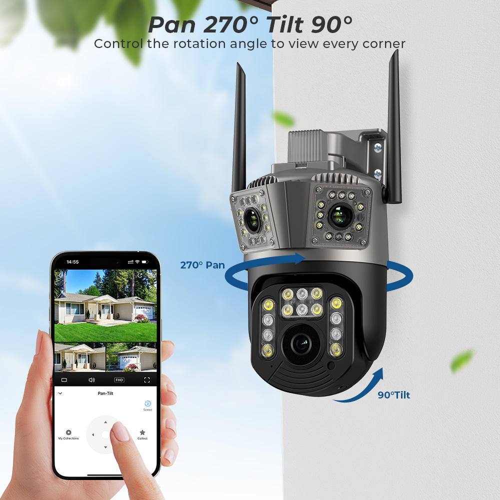ANBIUX 12MP 6K PTZ IP Camera Three Lens Audio Outdoor WiFi Camera ...