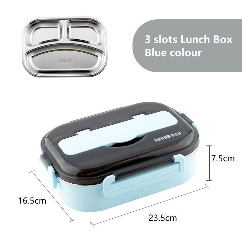 304 Stainless Steel Lunch Box 3Slot Thermal Lunch Box Keep Warm Bento ...