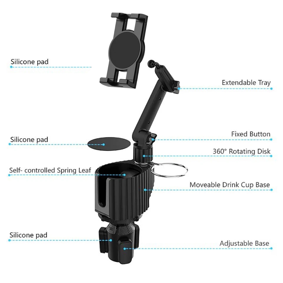 Universal 3-in-1 Cup Tablet Holder Mount For 4-16inch 360 Adjustable ...