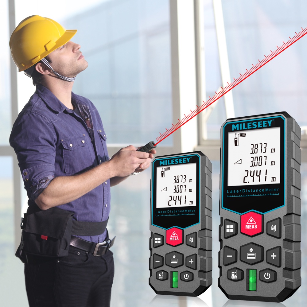 MILESEEY Digital Laser Rangefinder Measurement LCD Distance Meter High ...