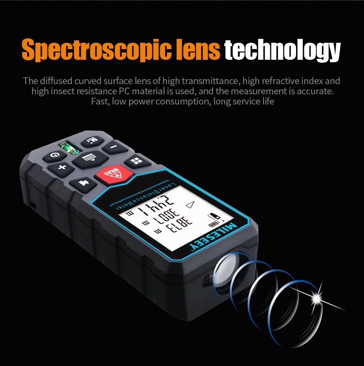 MILESEEY Digital Laser Rangefinder Measurement LCD Distance Meter High ...