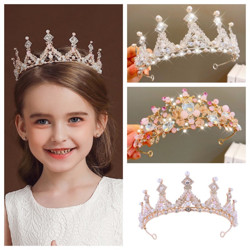 Princess Crown Headdress Children's High-End Crystal Headband Girls ...
