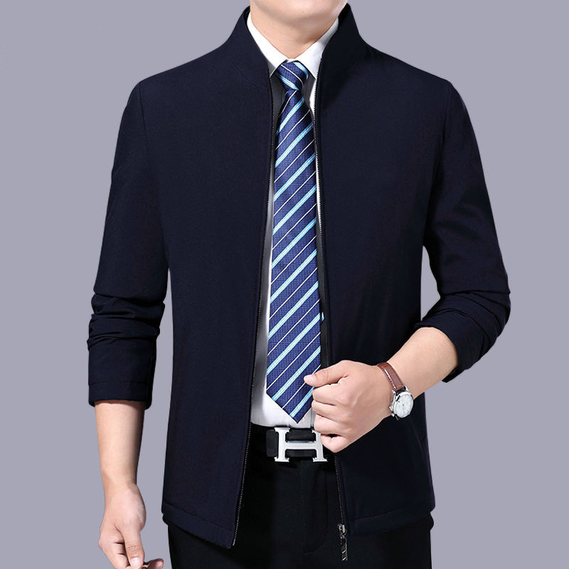 Jacket Men's Fashion Bomber Jacket Plain Zipper Jacket Office Executive ...