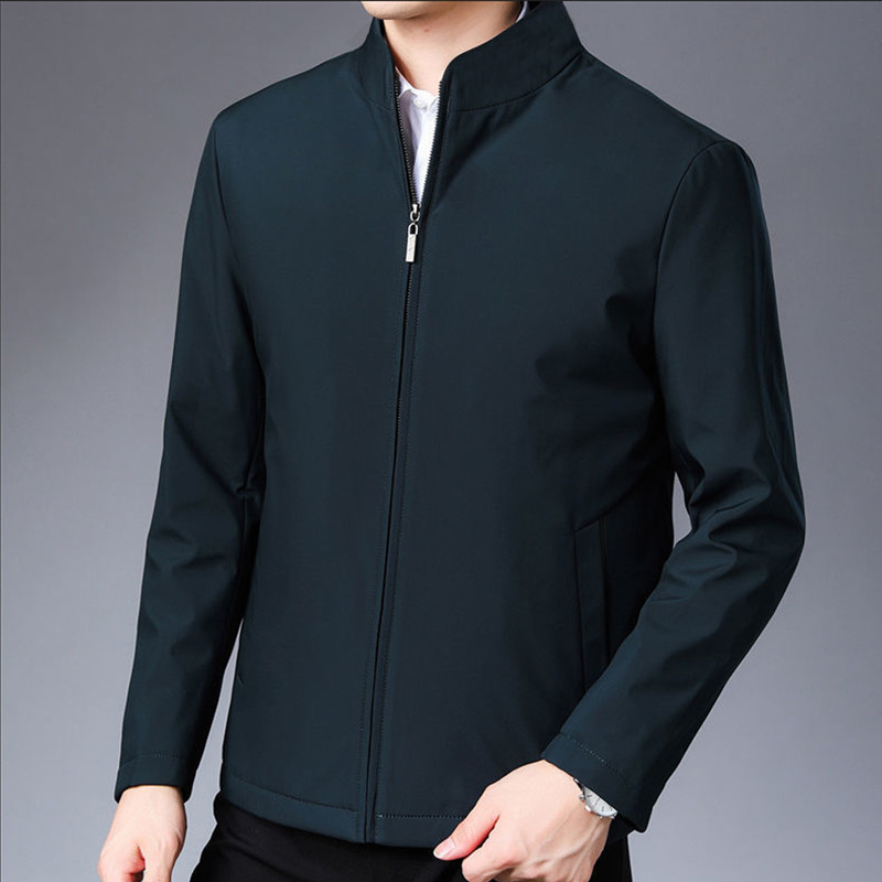 Jacket Men's Fashion Bomber Jacket Plain Zipper Jacket Office Executive Jacket Outerwear Motor ...