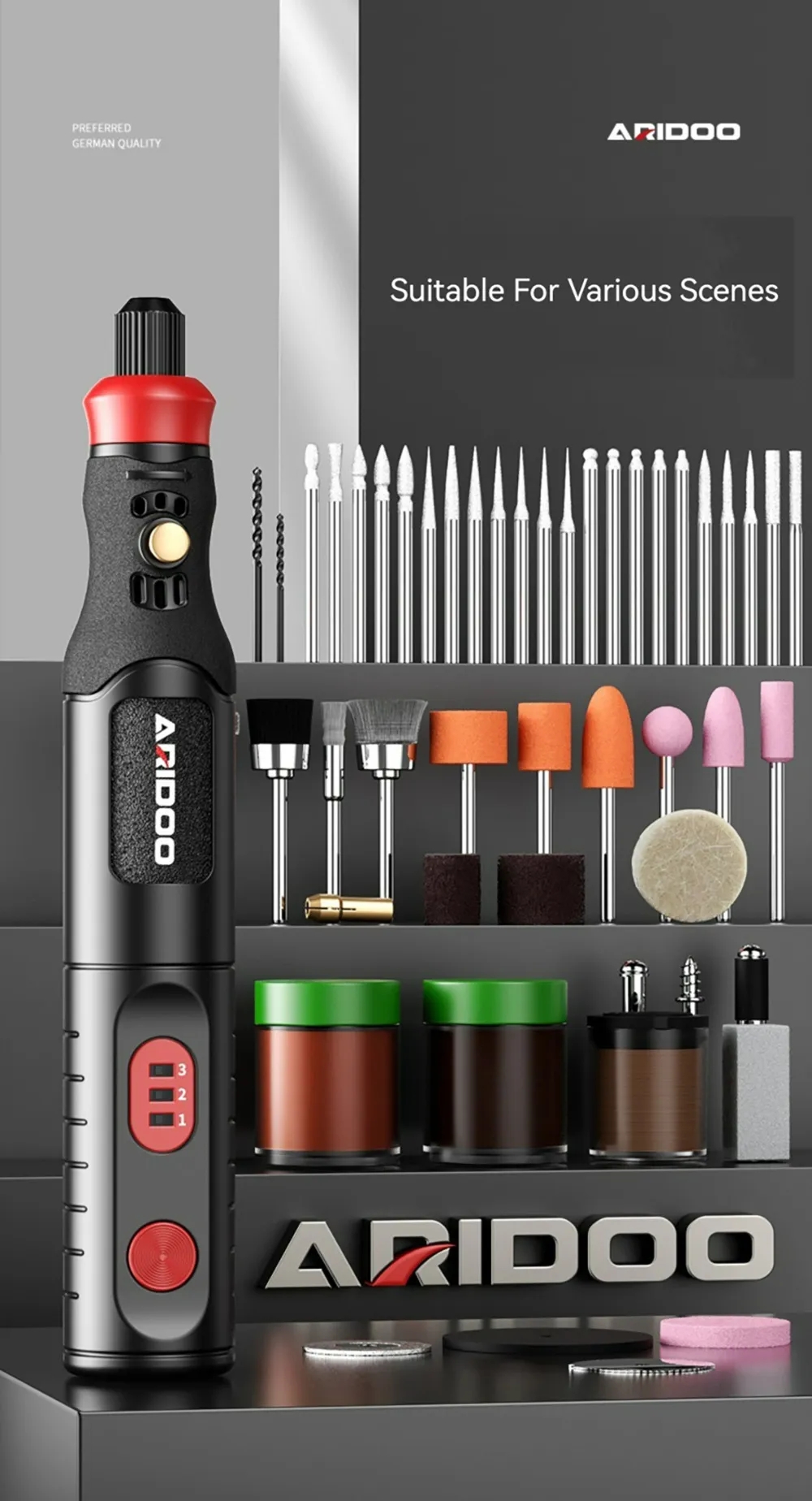 ARIDOO Cordless Electric Drill Engraving Machine Rechargeable Drill ...