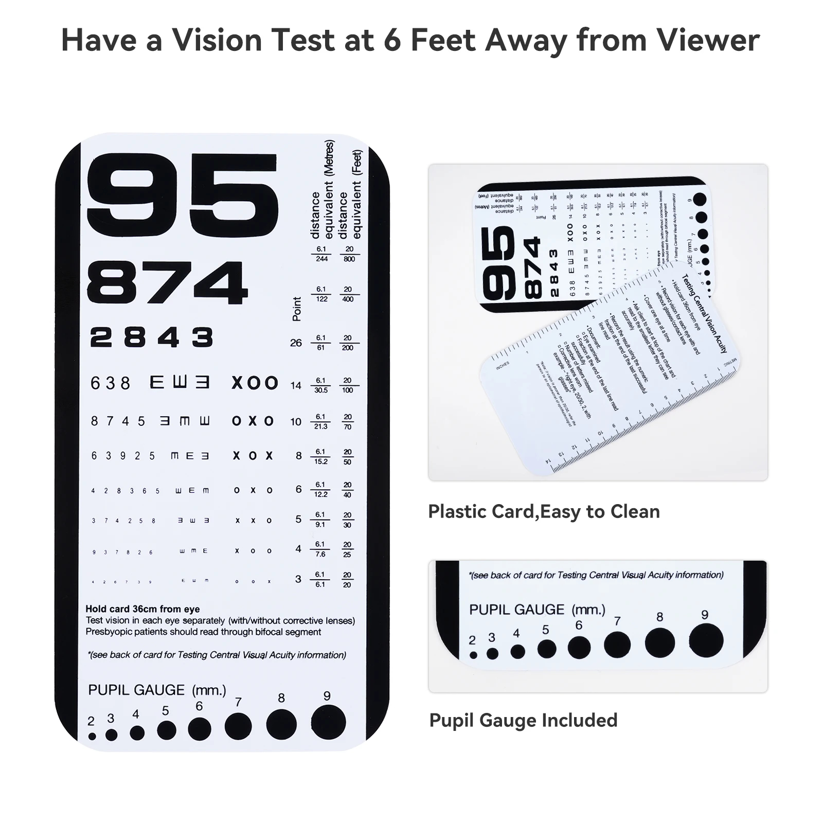 Far Near Vision Standardized Eye Chart Visual Testing Pocket Eye Chart ...