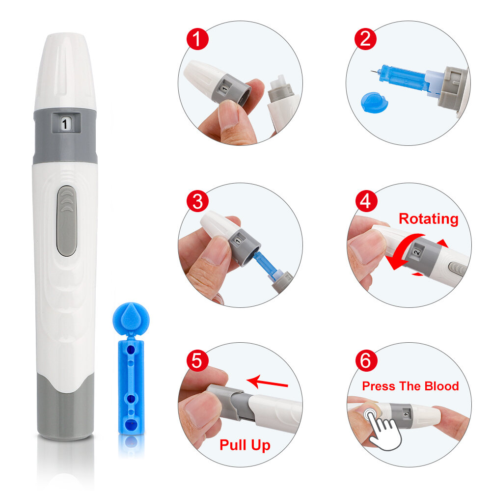 Lancing Device Blood Collection Pen + Lancet Diabetes Monitor Suger ...