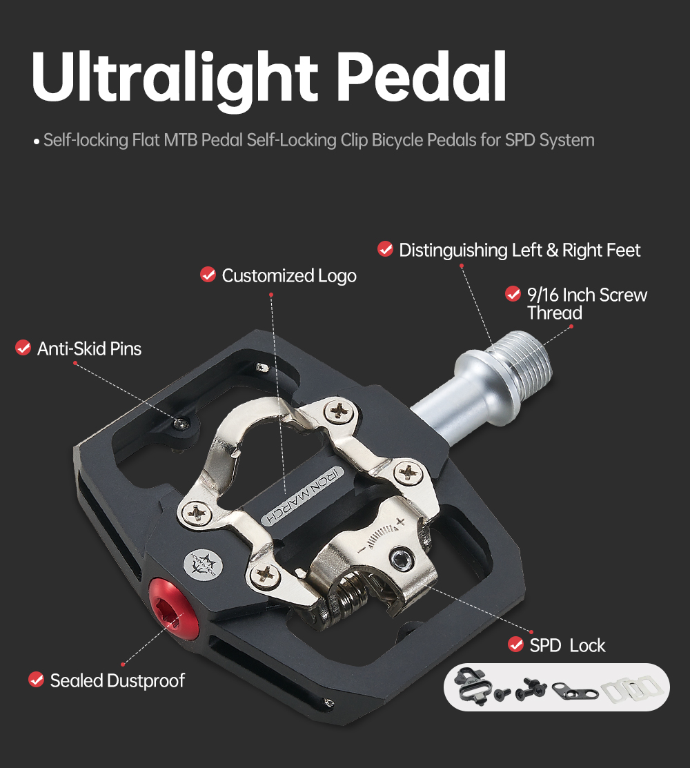 IRON MARCH Cycling MTB Road Bike Self-locking Pedals 3 Bearings SPD ...