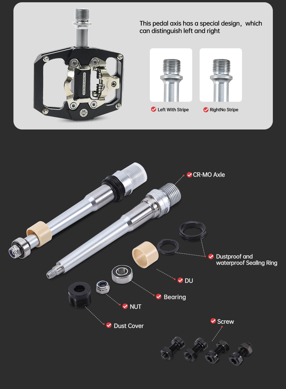 IRON MARCH Cycling MTB Road Bike Self-locking Pedals 3 Bearings SPD ...