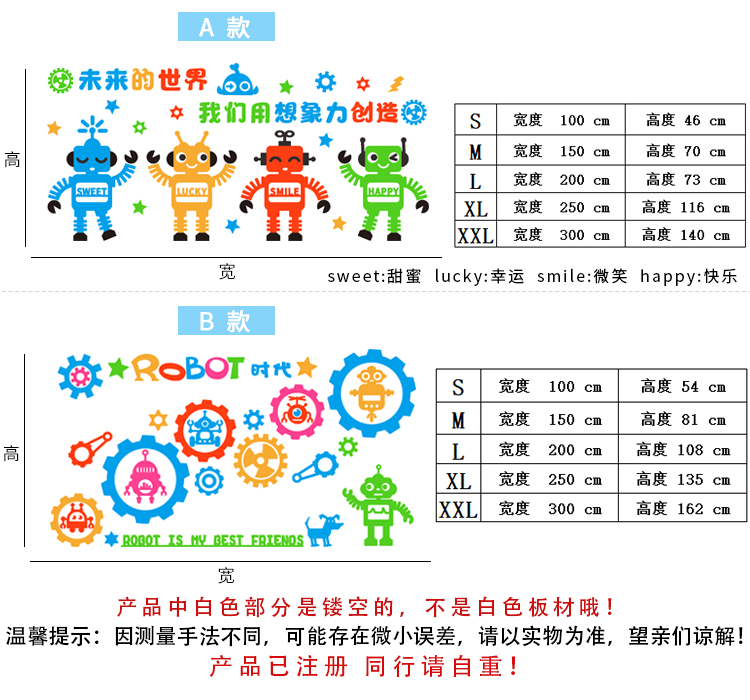 Robot Stickers Three-Dimensional Wall Children Programming Technology ...