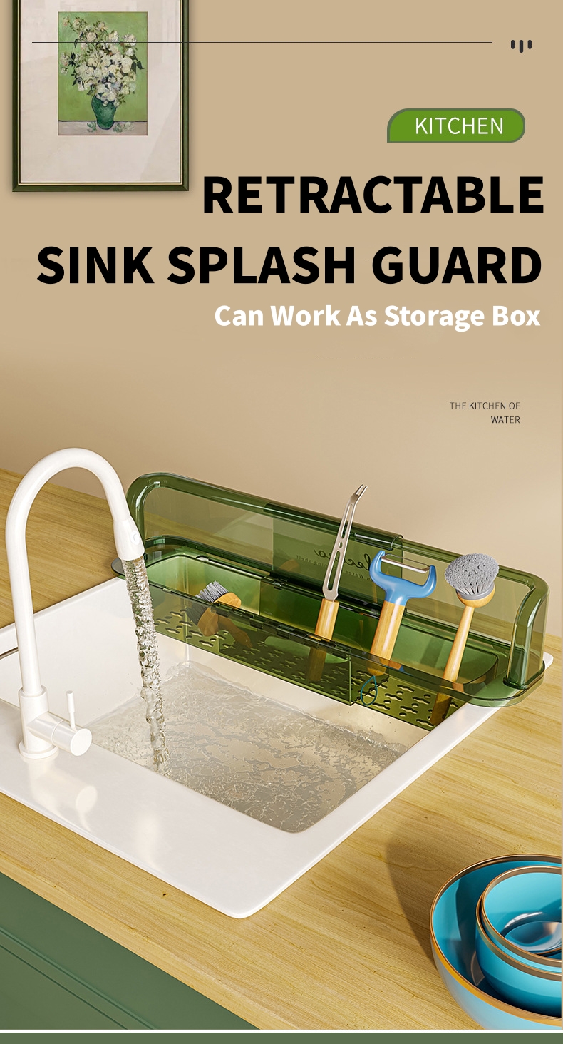 Kitchen Bathroom Sink Splash Guard Retractable Splash-proof Waterproof ...