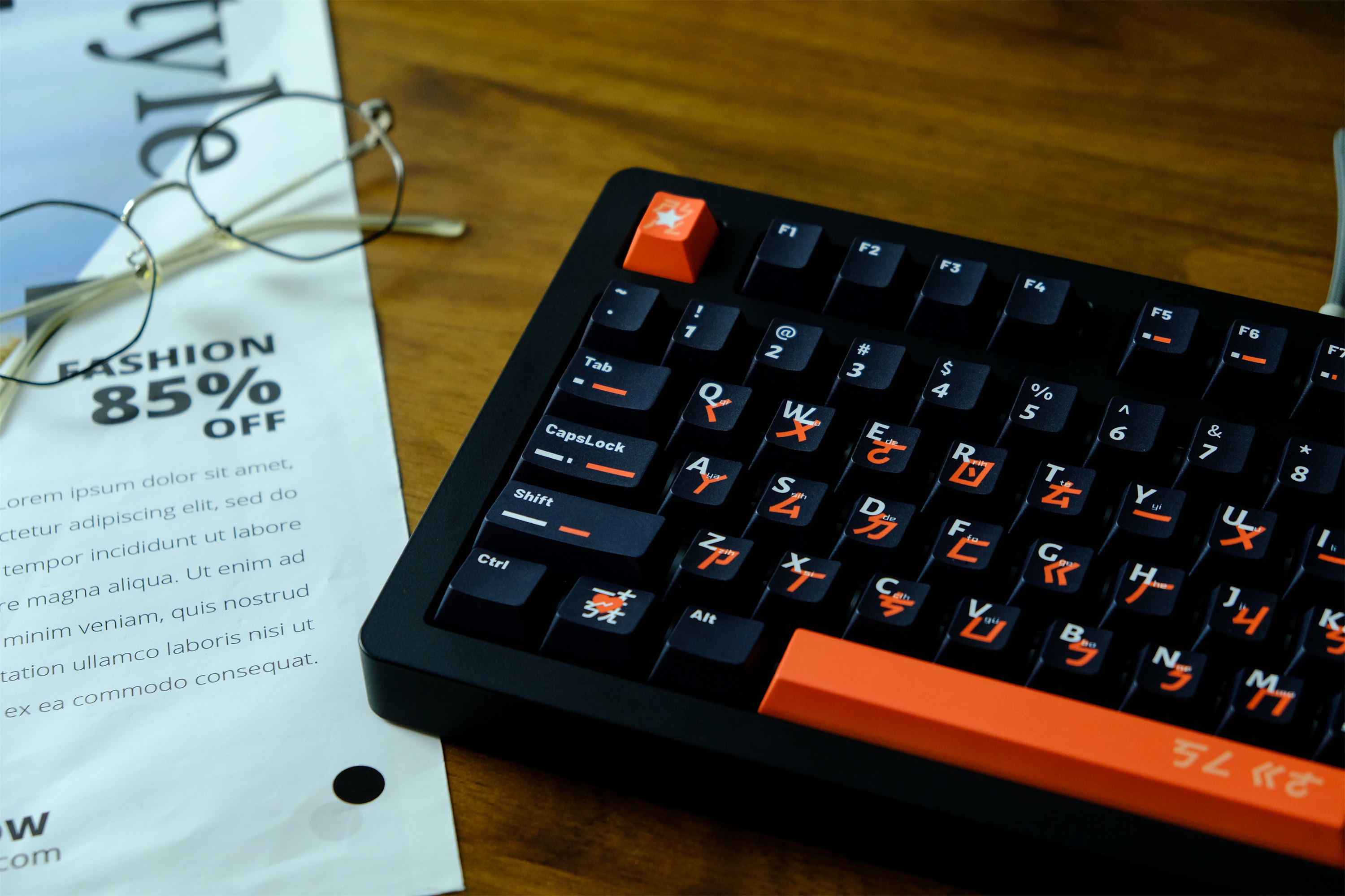 GMK Black orange phonetic keycaps, 151 Keys keycaps Cherry Profile DYE ...